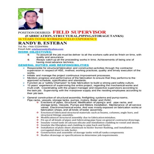 FIELD SUPERVISOR | PDF