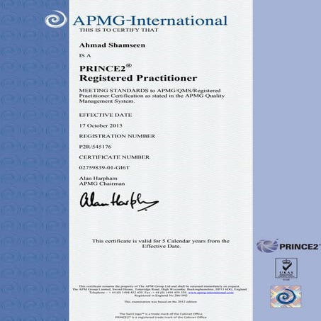 Registered Practitioner Prince2 | PDF