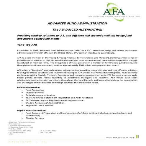 AFA One page fact sheet - 012215 | PDF