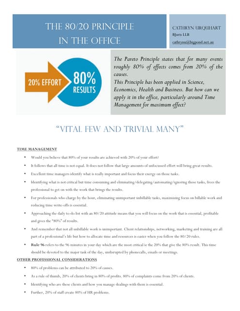 Here are seven key lessons from "The 80/20 Principle" | PPT