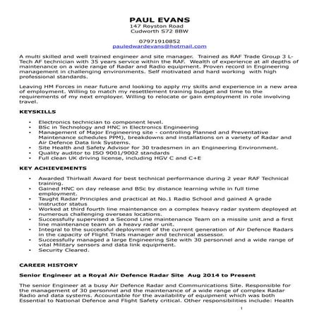 Paul Evans CV | DOC
