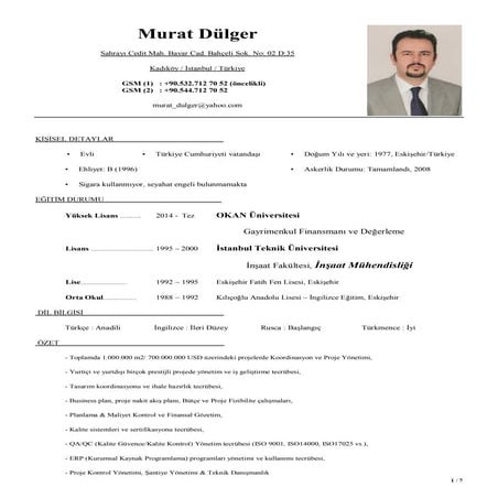 0_cv Murat Dulger_2016_tr_rev2 | PDF