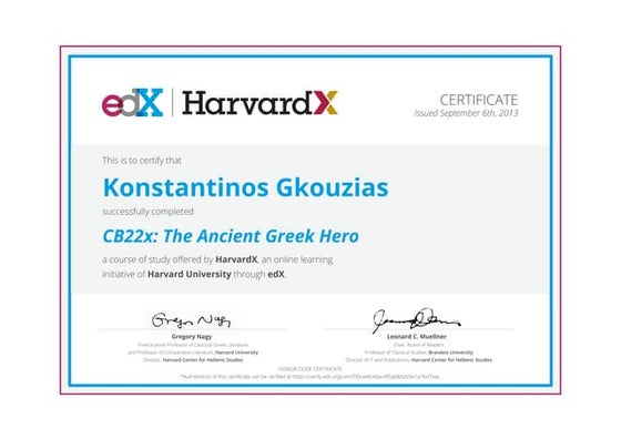Certificate The Ancient Greek Hero | PPT