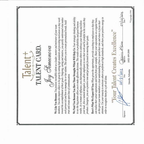 Talent Plus Card | PDF