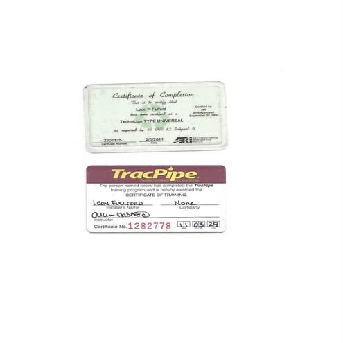 tracpipe cert and epa cert. | PDF