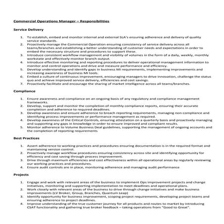 Commercial Operations Manager | DOC