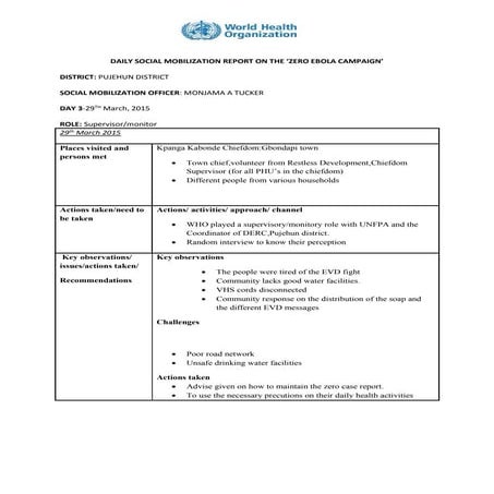 ZERO REPORTING day 3 Pujehun | DOCX