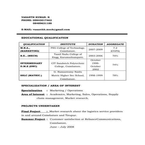 Vasanth_Resume | DOC