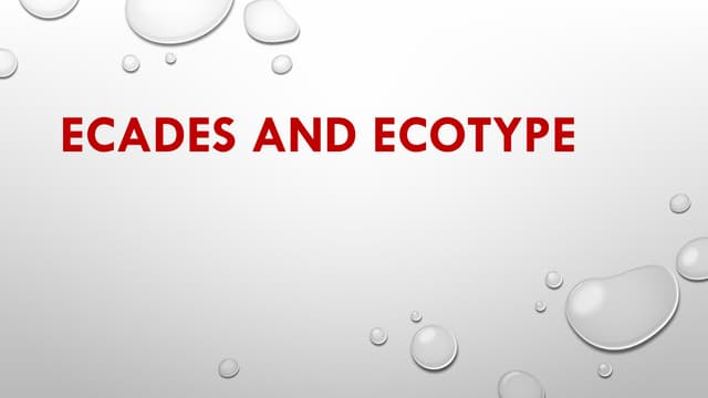 Ecads and ecotypes | PPTX