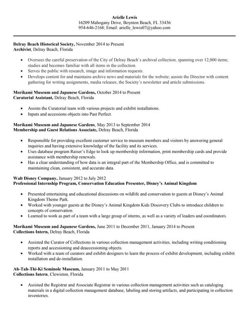 ca good museum services resume | PDF