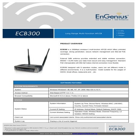 Quick Installation Guide EnGenius ECB300 | PDF