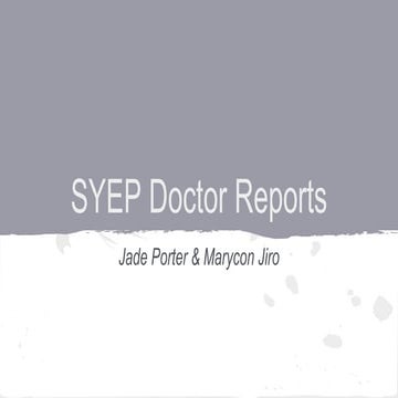 SYEP doctors interview | PPT