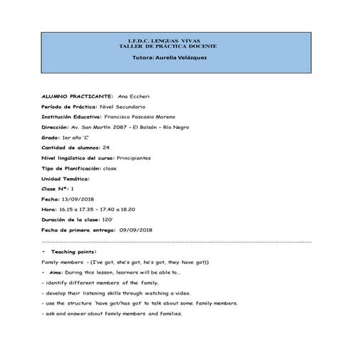 Secondary level - Lesson plan 1 | DOCX