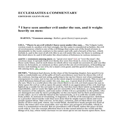 Ecclesiastes 6 commentary | PDF