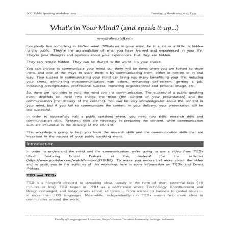 Public Speaking - handout | PDF