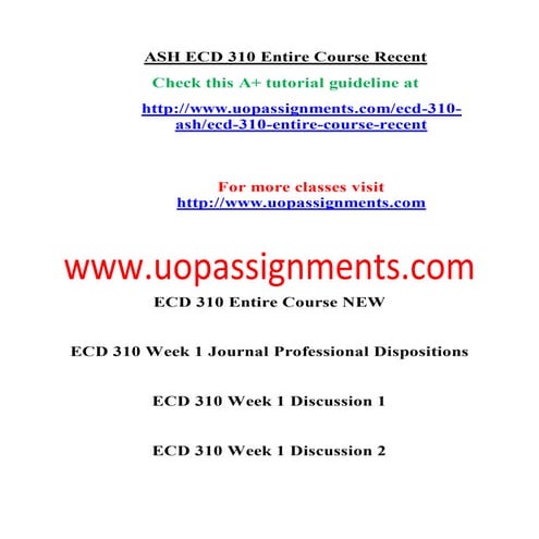 ECD 310 Entire Course NEW | DOCX