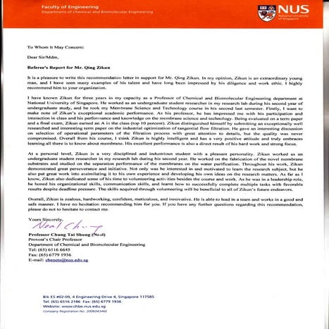 Prof Chung Reference letter | PDF
