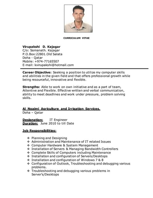 Resume | DOC | IT and Internet Support | Internet