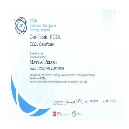 Certificato ECDL | PDF