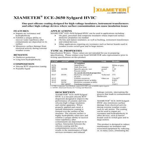 ECE-3650 Sylgard HVIC from Project Sales Corp | PDF
