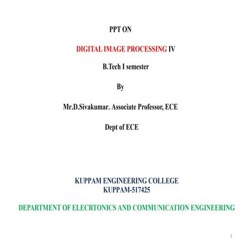 Ece Digital Image Processing Introduction To Digital Image Processingpdf