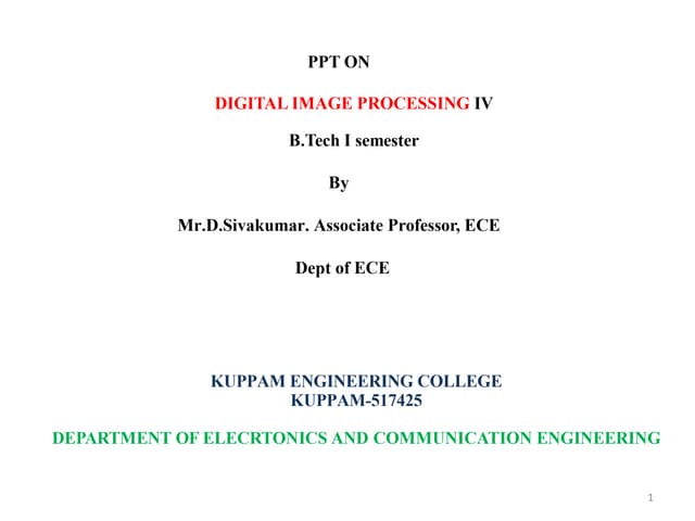 Ece Digital Image Processing Introduction To Digital Image Processingpdf