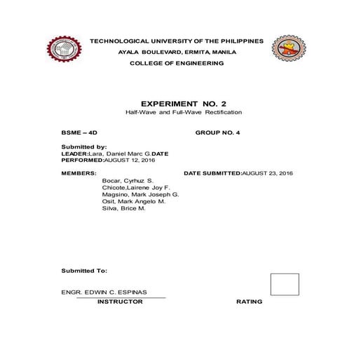 Ece ex2-first (1) | DOCX | Physics | Science