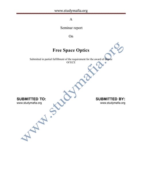 Free space optics (fso) seminar report full | DOCX | Computer ...
