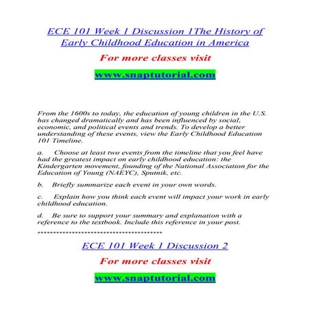 ECE 101 Exceptional Education / snaptutorial.com