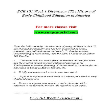 ECE 101 Exceptional Education / snaptutorial.com
