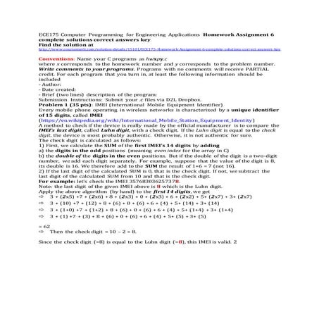 Ece175 Computer Programming For Engineering Applications Homework