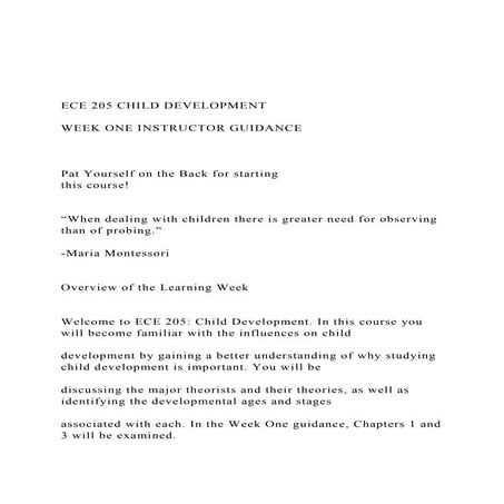 ECE 205 CHILD DEVELOPMENT WEEK ONE INSTRUCTOR GUIDANCE .docx