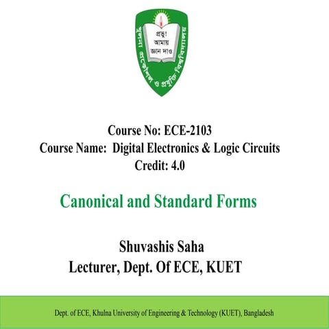 Ece 2103l6 Boolean Algebra Canonical Formspptx Free Download