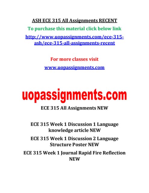 Ash ece 315 week 2 assignment language rich environment | PDF