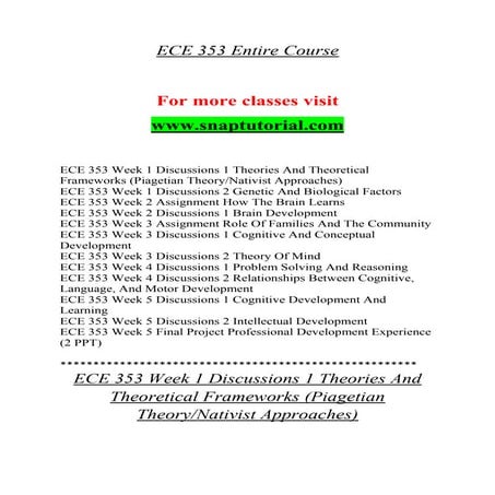ECE 101 Exceptional Education / snaptutorial.com
