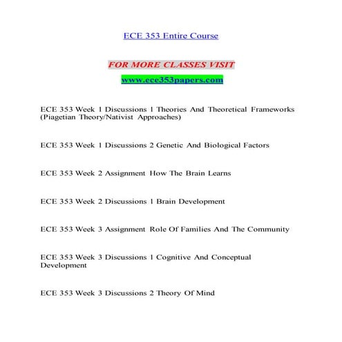 Ece 101 Education Redefined - snaptutorial.com