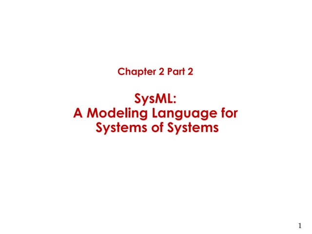 SYSML Modeling language for systems of systems | PDF SYSML Modeling language for systems of systems | PDF