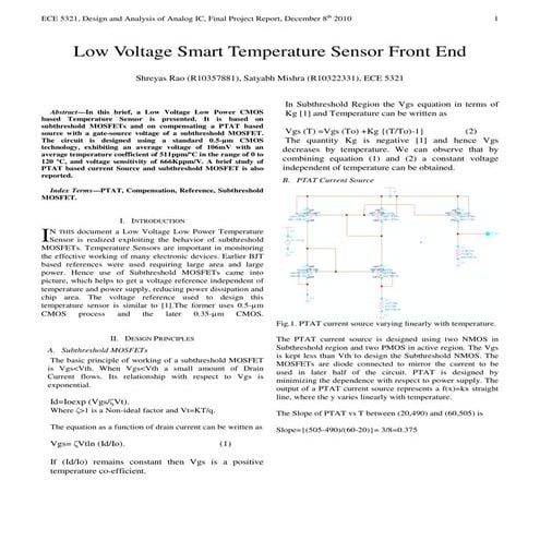 Low Voltage Temperature Sensor Front End Project Report | PDF