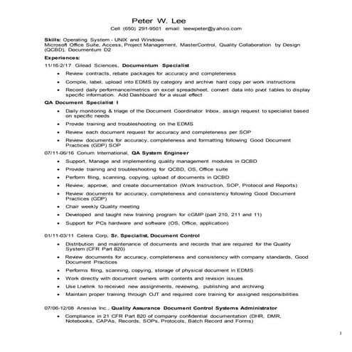 Resume Peter Lee 01.16.17