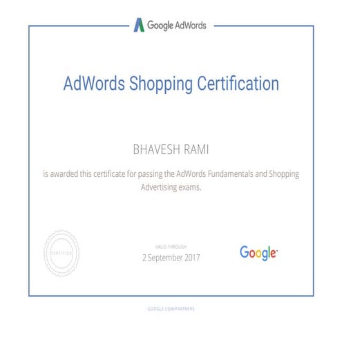 Google Adwords Shopping Certification | PPT