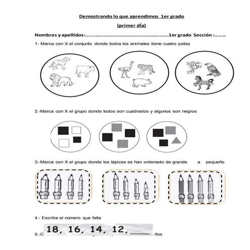 Examen De Matematicas 1er Grado