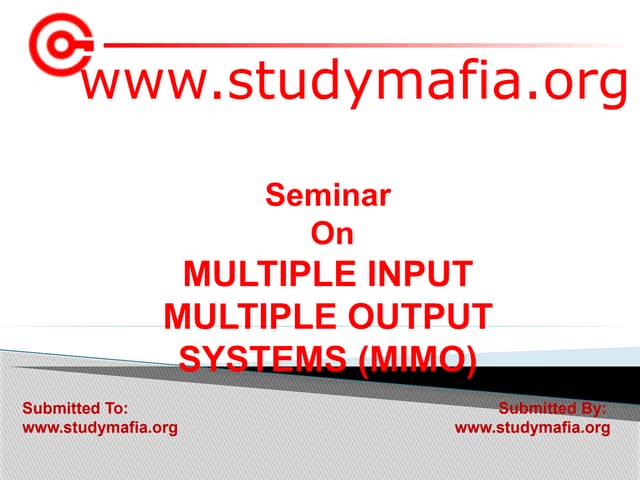 Seminar On Multiple Input Multiple Output System Ppt 4457