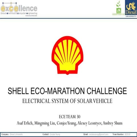 Eco Shell Marathon Senior Design Initial Progress Presentation | PDF