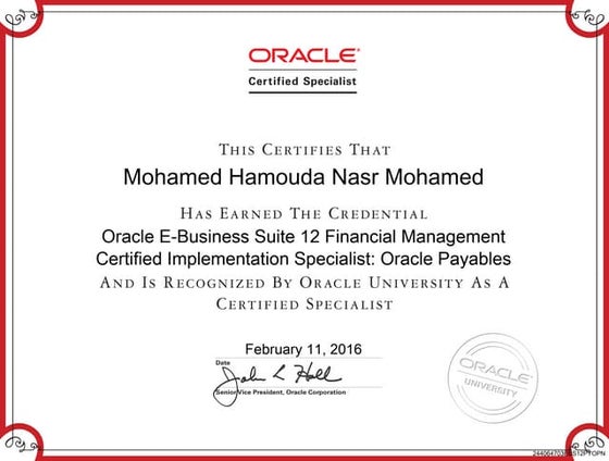 Kashif Mahmood Oracle Certificate | PPT