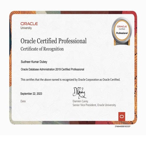 Oracle Database Administration 2019 Certified Professional Pdf