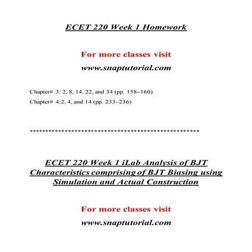 ECET 220 Technology levels--snaptutorial.com