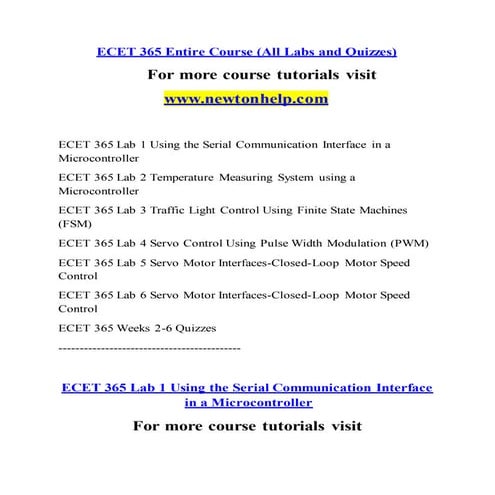 ECET 365 Success Begins/Newtonhelp.com