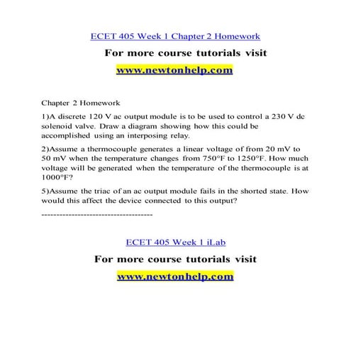 ECET 405 Success Begins/Newtonhelp.com