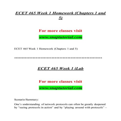 Ecet 465 Success Begins / snaptutorial.com