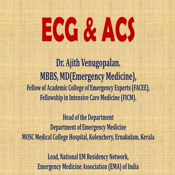 ECG & ACS - Dr. Ajith Venugopalan, EM, MOSC Medical College Hospital ...